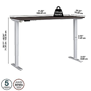 Bush Business Furniture Move 40 Series Electric Height Adjustable Standing Desk, 72W x 30D, Storm Gray
