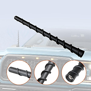 QODOLSI 1 Pack Spiral Antenna 7.1In, Universal Antenna Toppers Waterproof PVC Rubber Flexible Retrofit Antenna, Suitable for Trucks, Cars, SUVs Antenna Replacement (Black), QOTX502BL-1PS