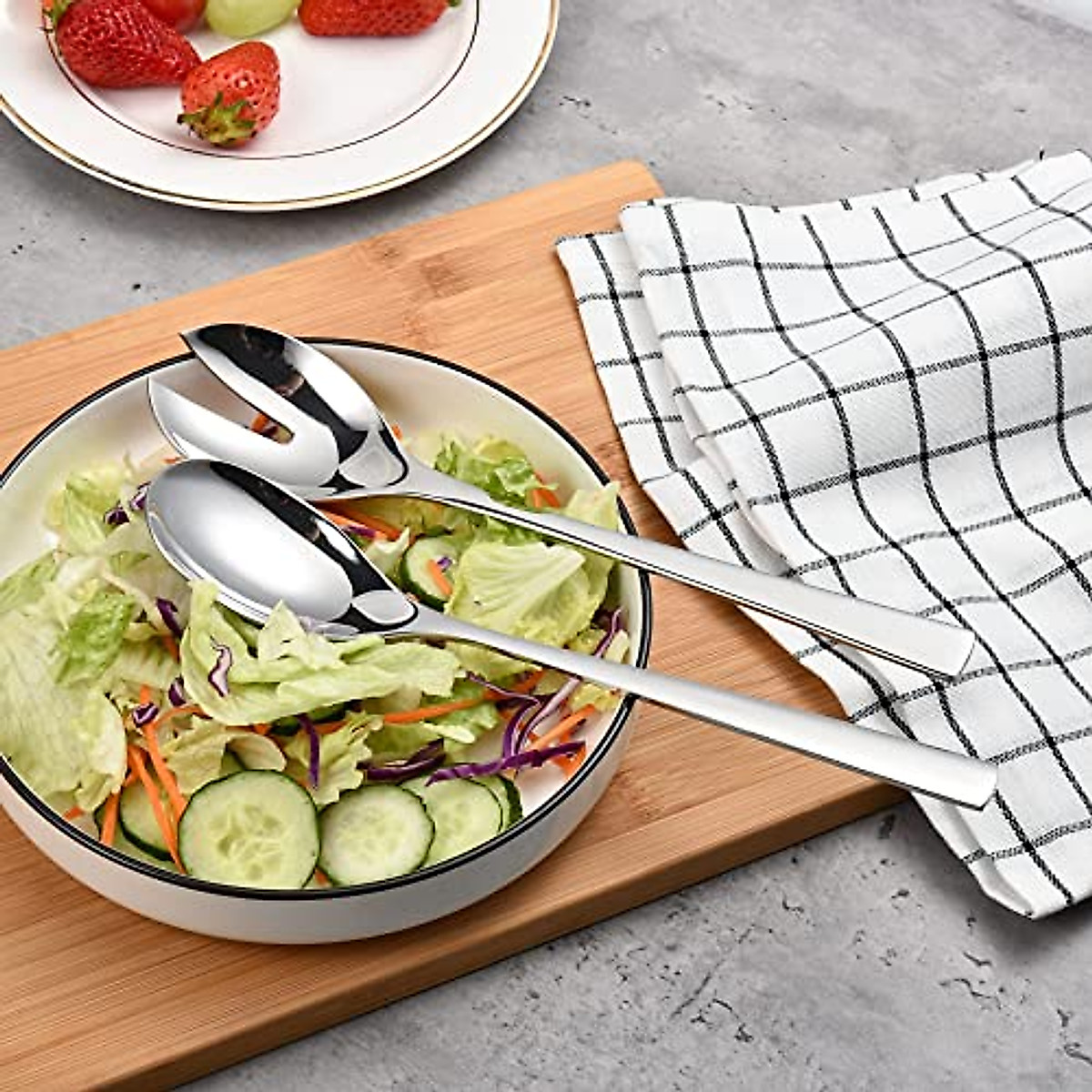 IMEEA Salad Servers 18/8 Stainless Steel Salad Serving Set Salad Fork and Spoon, 10-Inch