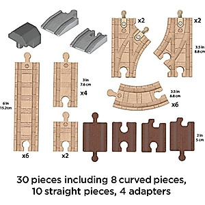 Thomas & Friends Wooden Railway Track Set Expansion Clackety Track Pack, 22 Wood Pieces For Preschool Kids Ages 3+ Years