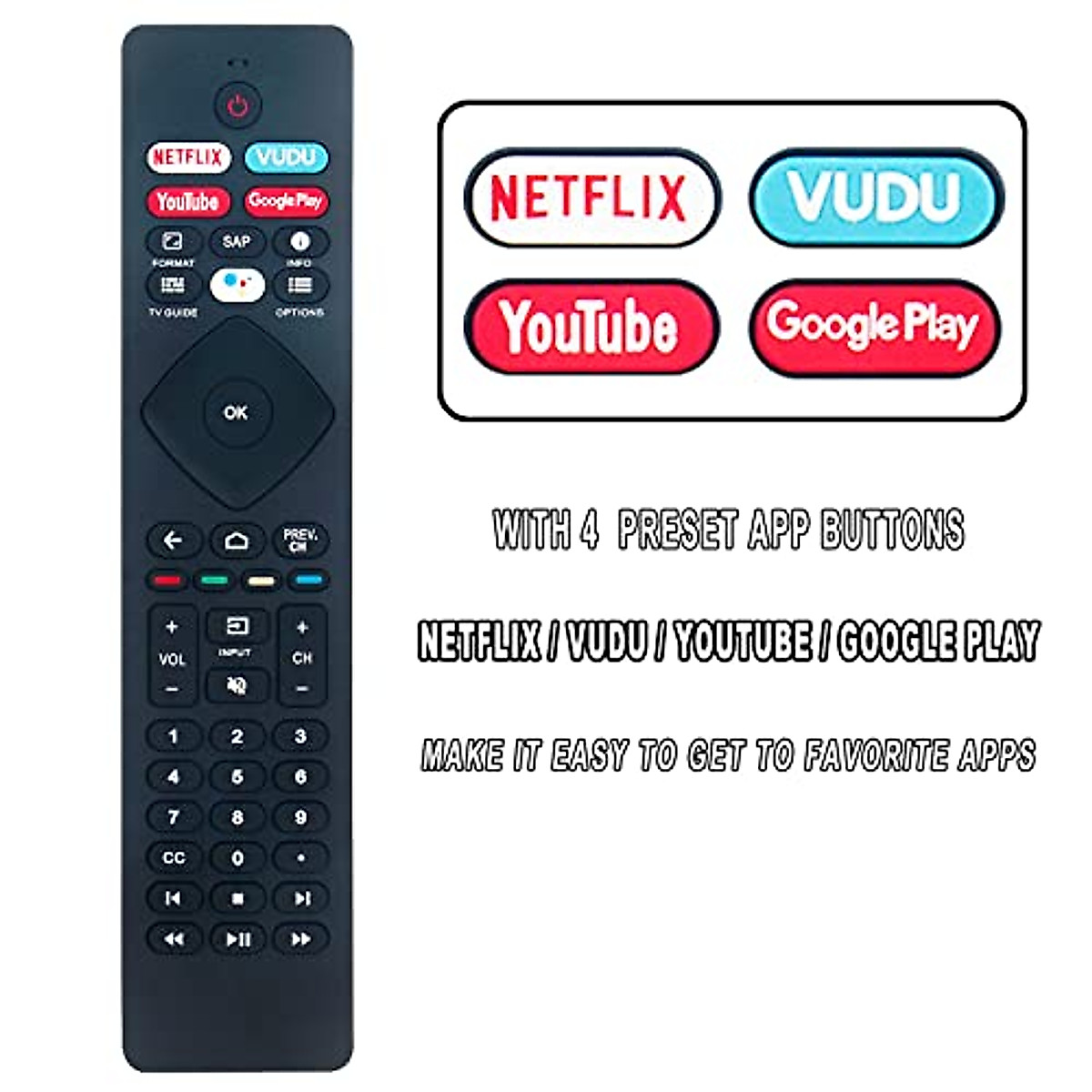 New RF402A-V14 Voice Remote Control Replacement for Philips Android TV 43PFL5604/F7 43PFL5704/F7 50PFL5604/F7 50PFL5704/F7 55PFL5604/F7 55PFL5704/F7 65PFL5604/F7 65PFL5704/F7 75PFL5704/F7
