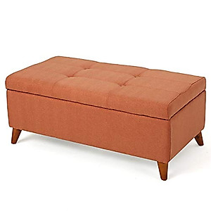 Christopher Knight Home Harper Fabric Storage Ottoman, Orange