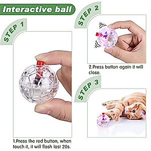 3 Pcs Ghost Hunting Equipment Kit, EMF Meter and 2 LED Light Up Motion Activated Cat Balls, Digital Electromagnetic Radiation Tester Detector Motion Activated Cat Ball Toy for Outdoor Ghost Hunting