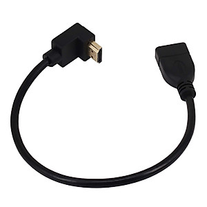 Yeworth [2 Pack 0.95FT High Speed Gold Plated HDMI Extension Adapter Cable, 90 Degree Down Angle A Male to A Female Extension Wire Cord HDMI Extender Cable