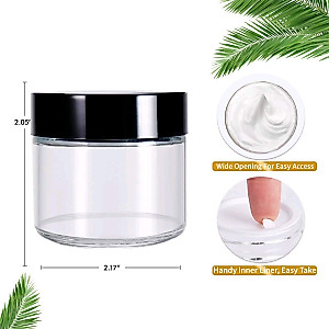 2oz Glass Jars with Lids(24 Pack), Eternal Moment Round Glass Jars with Inner Liners and Black Lids, Empty Cosmetic Containers for Creams, Powders, Balms,and Aromatherapy