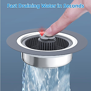 3 in 1 Kitchen Sink Drain Strainer and Stopper 2 Pack, LifeNest Stainless Steel Pop Up Kitchen Sink Stopper, Sink Drain Strainer for Standard 3-1/2 Inch Drain