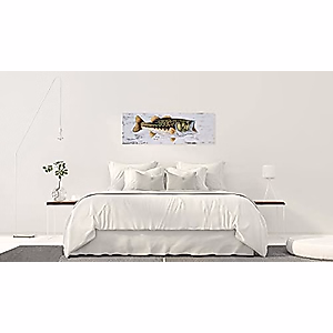 YHSKY ARTS Coastal Canvas Wall Art with Textured - Large Mouth Fish Paintings, Modern Abstract Marine Life Pictures for Living Room Bedroom Bathroom Decor