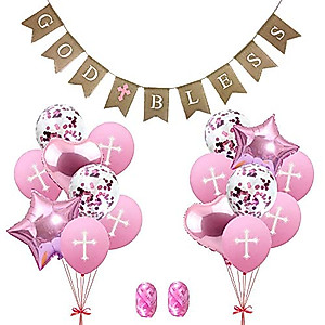 God Bless Banner Baptism, Baptism Decorations Girl, Confirmation Balloons, First Communion Balloons, Cross Balloons for Baptism, Baptism Cross Balloons, Baptism Decorations, Baby Shower