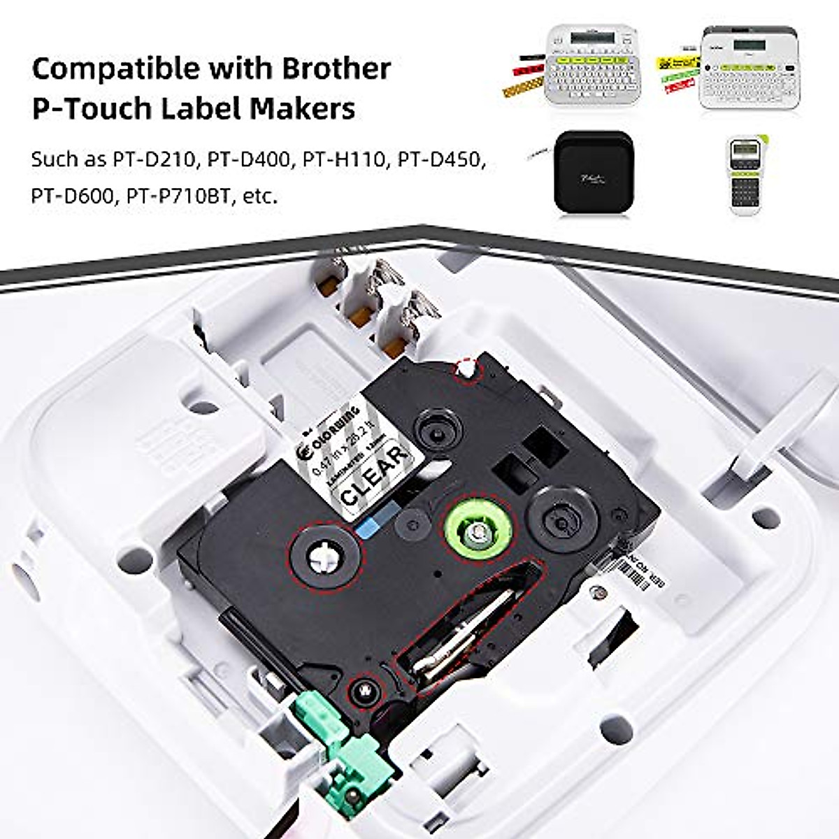 Tz Tape 12mm 0.47 Laminated Clear TZe-131 Compatible Brother P Touch Label Tape Clear TZ131 for Brother P-Touch Label Maker PT-D210 H110 D220 D410, Black on Clear 1/2 inch 26.2 Ft, 3Pack