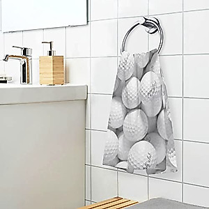 Jucciaco White Golf Balls Cotton Towels for Bathroom Sports Kitchen, Soft Absorbent Hand Towels Set of 2, 16x28 inch