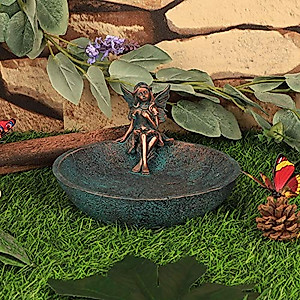 Angel Girl Fairy Garden Statue Bird Feeder Bath for Outdoor Home Crafts Resin Yard Decor Mermaid Cherub Garden Sculpture Memorial Figurine