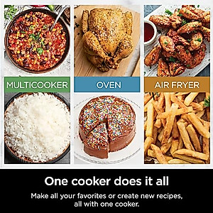 Ninja Combi All-in-One Multicooker, Oven, & Air Fryer, Complete Meals in 15 Mins, 14-in-1 Functions, Combi Cooker + Air Fry, Bake, Roast, Slow Cook and More, 3 Accessories, Stainless Steel, SFP701