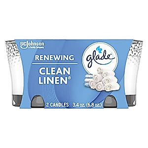 Glade Candle Jar, Air Freshener, Clean Linen, 6.8 Oz, 2 Count