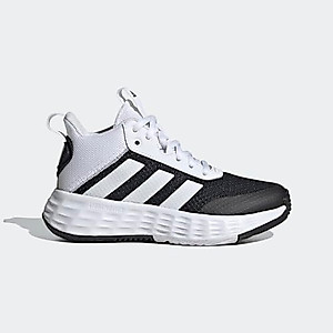 adidas Originals Flex Basketball Shoe, Black/White/Black, 2 US Unisex Little Kid
