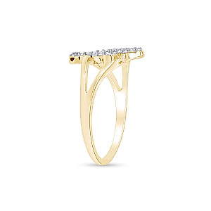 Jewel Zone US White Cubic Zirconia Palm Tree Shape Band Ring in 14k Yellow Gold Over Sterling Silver