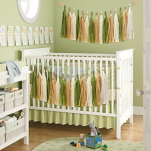 jijAcraft 15Pcs Tissue Paper Tassel Garland Sage Green, DIY Party Tassel Banner for Greenery Safari Jungle Woodland Baby Shower Camp Bachelorette Bridal Shower Birthday Nursery Classroom Decor