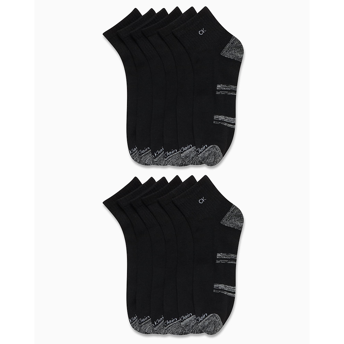 Calvin Klein Men's Quarter Socks - 12 Pack Soft Cushioned Athletic Ankle Socks for Men - Breathable Men's Sports Socks, Size 7-12, Black CK