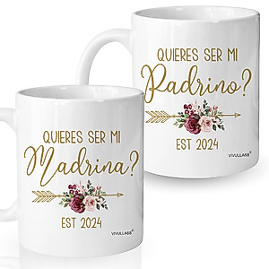 Vivulla68 Quieres Ser Mis Padrinos De Bautizo, Bautizo Recuerdos Juego De 2 Tazas 2024, Recuerdos De Bautizo Para Niño, Niña, God parents Presents Proposal, Quieren Ser Mis Padrinos De Bautizo