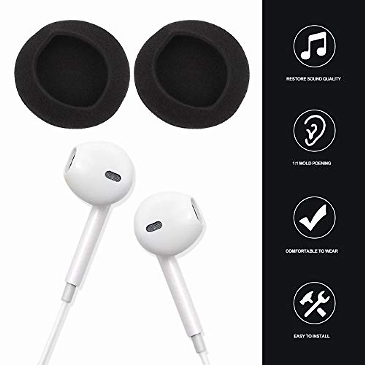 OSALADI 20pcs Earphone Ear Pads Memory Foam Earpads Sponge Cushion Covers Replacement Universal Fit for Headphone Headset Earbuds 55mm Black