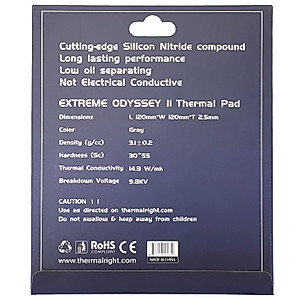 Thermalright Thermal Pad 14.8 W/mK Non Conductive Heat Dissipation Silicone Pad for PC Laptop Heatsink CPU/GPU/LED Graphics Card Motherboard Silicone Grease Multi-Size Pad (120x120x2.5mm)