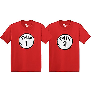 Twin 1 & Twin 2 Toddler/Infant T-Shirt 2 Pack (Red/Red, 5T/5T)
