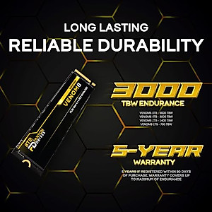 Fantom Drives VENOM8 8TB NVMe Gen 4 M.2 2280 Internal SSD for Gaming PC & Laptops - Up to 7400MB/s Read Speed - 3D NAND TLC - DDR4 DRAM Cache - 8TB NVMe M.2 (VM8X80)