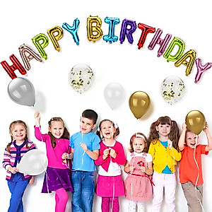 Happy Birthday Banner (3D Mixture color Lettering) 16 Inch Mylar Foil Letters, Inflatable Party Decor and Event Decorations for Kids and Adults, Reusable, Ecofriendly Fun