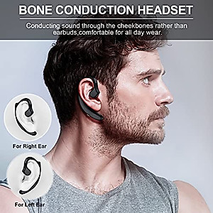 Bluetooth Headset Bone Conduction Headphones Cell Phones Earpiece Wireless Bluetooth Headphones Open Ear With Microphone Stereo Sport Workout Earphones for iPhone Android for Running Driving, Black