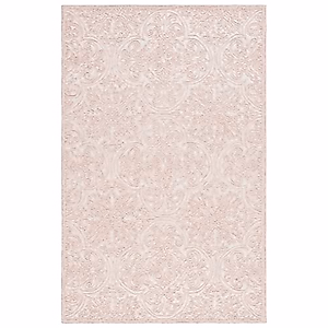 MARTHA STEWART Safavieh Collection by SAFAVIEH 4' x 6' Ivory/Pink MSR3511U Handmade Contemporary Wool Area Rug