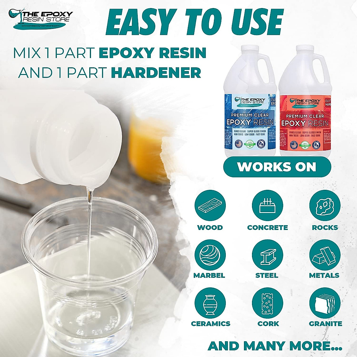 Epoxy Resin 1 Gallon Kit - Crystal Clear Epoxy Resin Kit for Art, Craft, Coasters, Jewelry Making, & Tabletop Coatings, Excellent Resin for Beginners and Top Notch Pros