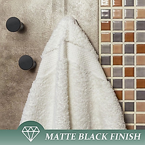 GUWINA Metal Wall Hooks for Hanging,6 Coat Hooks Wall Mount,Heavy Duty Black Decorative Hooks for Cubicle Entryway,Bathroom Shower Hand Towel Hooks Hangers for Clothes Robe (Round)