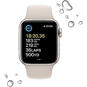Apple Watch SE (2nd Gen) (GPS + Cellular, 44mm) - Starlight Aluminum Case with Starlight Sport Band, M/L (Renewed)