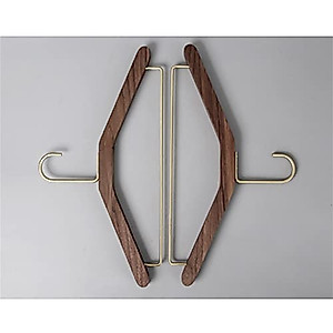 GRETD Walnut Hangers Brass Hooks Wood Coat Hangers Trousers Hanger Clothing Store Display Hooks Wardrobe Organizer