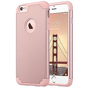 ULAK iPhone 6 Plus Case, iPhone 6S Plus Case, Slim Dual Layer Soft Silicone and Hard Back Cover Anti Scratches Bumper Protective Case for Apple iPhone 6 Plus / 6S Plus 5.5 inch - Rose Gold