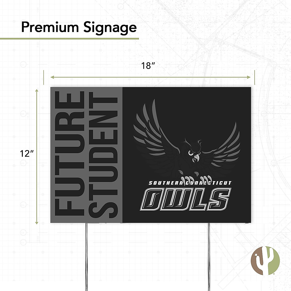 Southern Connecticut State University Graduating Graduate Sign House 12 Inches x 18 Inches With Stakes (Grad Sign 4)