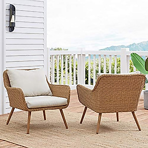 Crosley Furniture CO7185-LB Landon Outdoor Wicker Chairs (Set of 2) Light Brown