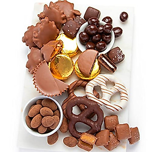 Blue Bow Gourmet Artisanal Chocolate Assortment Gift Tin for Easter, Mother's Day, Birthday, Thank You