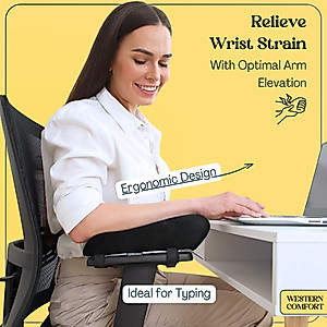 WESTERN COMFORT Thick Memory Foam Chair Armrest Pads - Desk Chair Arm Pads - Office Chair Arm Pads - Arm Rest Pillow - Armrest Pads for Office Chair - Gaming Chair Arm Pads - Set of 2