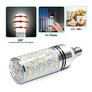 Super Bright E12 LED Corn Bulbs, 16W 1500LM Bulbs, Daylight White 6000K Lights, CRI80+, 120W Incandescent Bulb Equivalent, E12 Base Non-Dimmable LED Lamp, Pack of 8