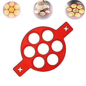 HAXPK Flip N Cook Silicone Pancake Mold, Flip and Cook Pancake Maker, Flip'n'cook Pancake, Flip and Cook Silicone Pancake Maker, Flip Cooker Pancakes Mold (1PC Round)