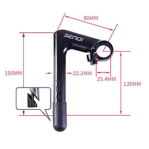 SENQI 22.2×25.4mm Electroplating Gooseneck Stem Aluminum Alloy Stems with Teeth BSB040(80×180×200,Black)