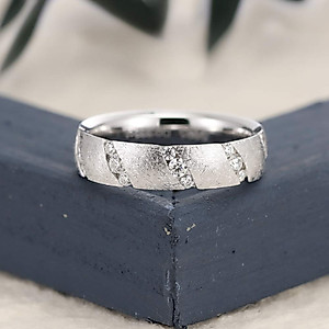 DovEggs Moissanite Wedding Band for Men Women 0. 33ctw 1.5mm G-H-I Color Heart Arrows Cut Moissanite 14K Gold Quality Silver Wedding Engagement Ring Band Width 4.7mm (7)