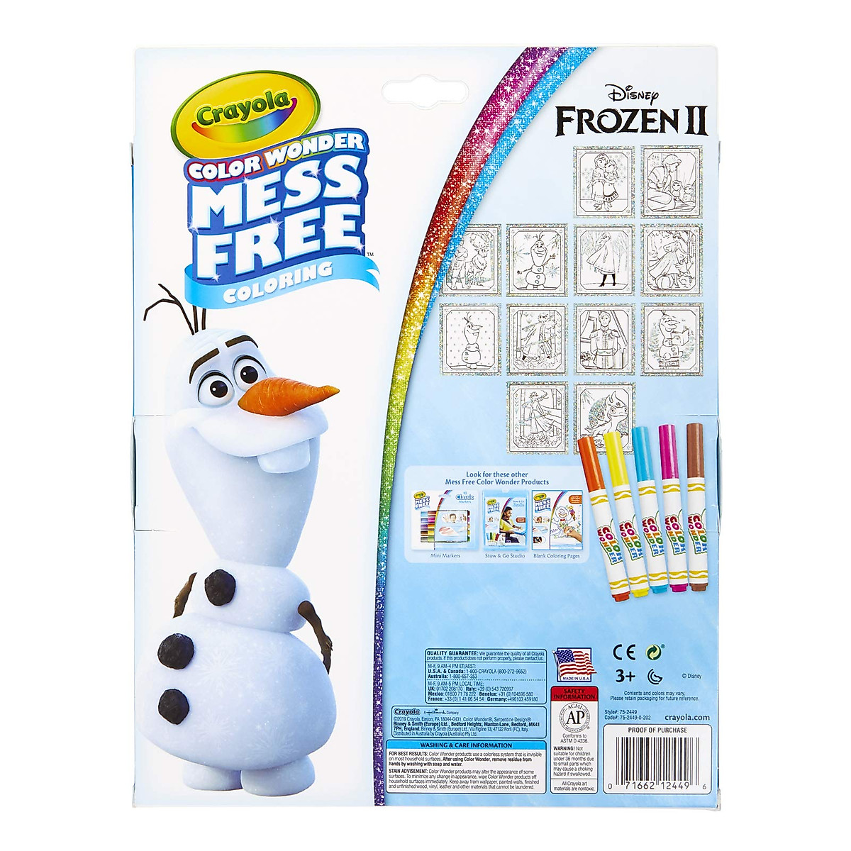 Crayola Frozen 2 Glitter Effects Color Wonder Set, Mess Free Coloring, Gift for Kids, 3, 4, 5, 6