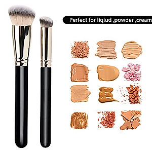 Makeup Brushes Dpolla Pro Foundation Brush and Flawless Concealer Brush Perfect for Any Look Premium Luxe Hair Contour Brush Perfect for Blending Liquid,Buffing,Cream,Sculpting,Mineral Makeup(Black)