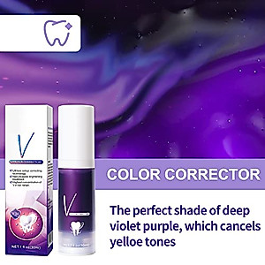 Purple Toothpaste for Teeth Whitening,Tooth Stain Removal,Teeth Whitening Purple Toothpaste, Colour Correcting, Colour Corrector, Tooth Colour Corrector,30ml,2 Pcs
