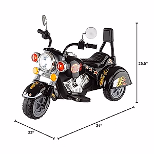Kids Motorcycle Ride On Toy – 3-Wheel Chopper with Reverse and Headlights - Battery Powered Motorbike for Kids 3 and Up by Lil’ Rider (Black)
