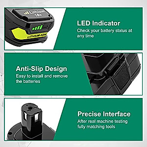 Amsbat 2 Pack P102 3000mAh Battery Replacement for Ryobi 18V Battery Compatible with P108 P103 P105 P107 P109 P104 Ryobi 18V Lithium Battery