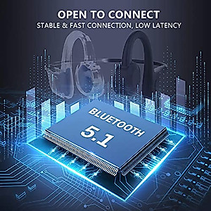 Open Ear Headphones, Wireless Sports Air Conduction Headphones Lightweight Bluetooth 5.1 Headset with Mic Answer Phone Call Music for Running, Hiking, Driving, Cycling, Yoga, Birthday Present