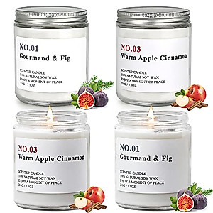 4 Pack Candles for Home Scented, Cinnamon Apple Candles Set, 28 oz 200 Hour Long Lasting Scented Candles, Aromatherapy Candles Gift Set for Women, Birthday, Mother's, Anniversary Day