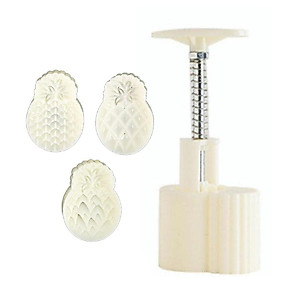 HOWEDING 50g Cute Pineapple Shaped Pastry Moulds Mooncake Molds Mooncake Stamps Hand Pressure Plastic Material Baking Accessories mooncake stamp 50g